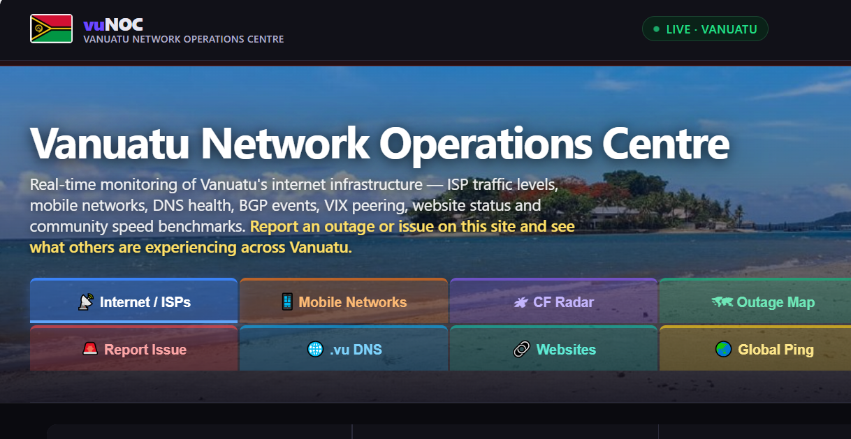 vuNOC — Vanuatu Network Operations Centre | vunoc.app
